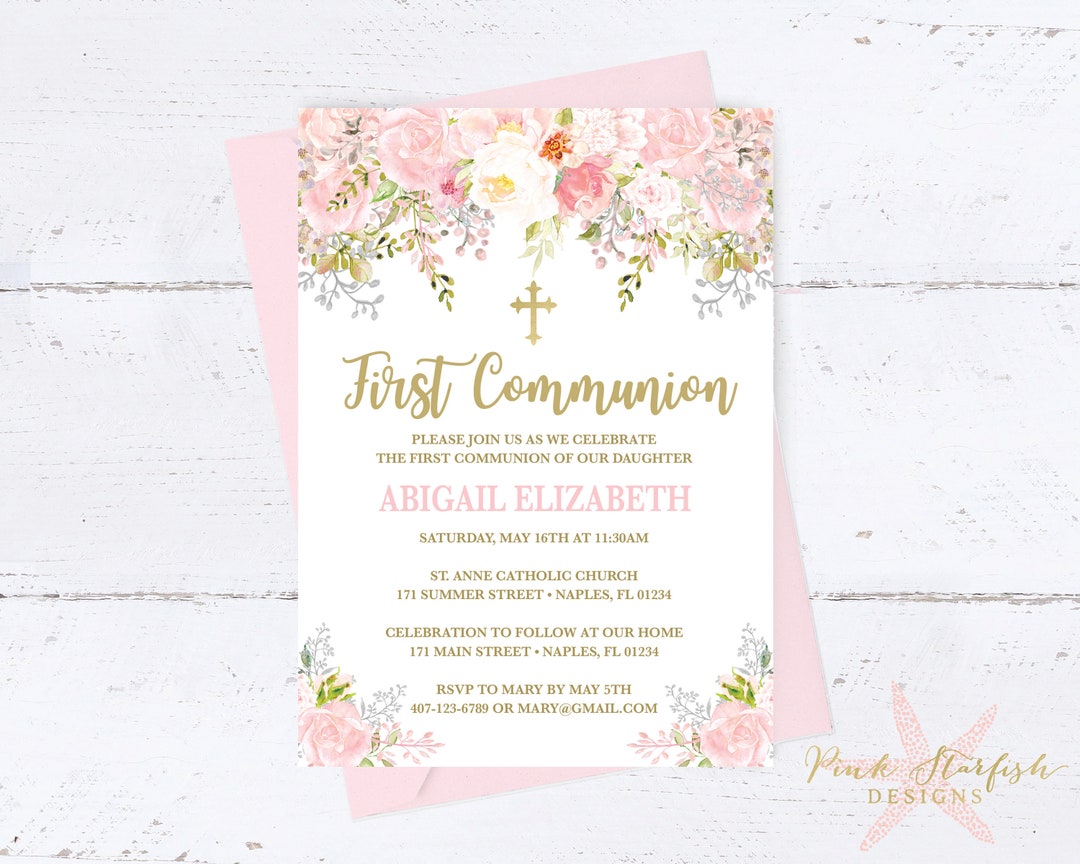 First Communion Invitation, Girl First Communion Invitation, Communion ...