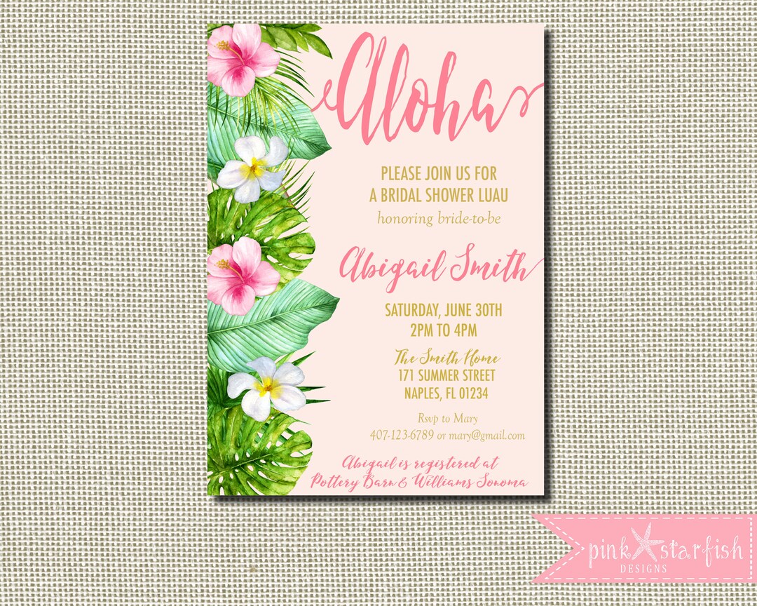 Aloha Invitation, Bridal Shower Invitation, Aloha Bridal Shower, Luau ...