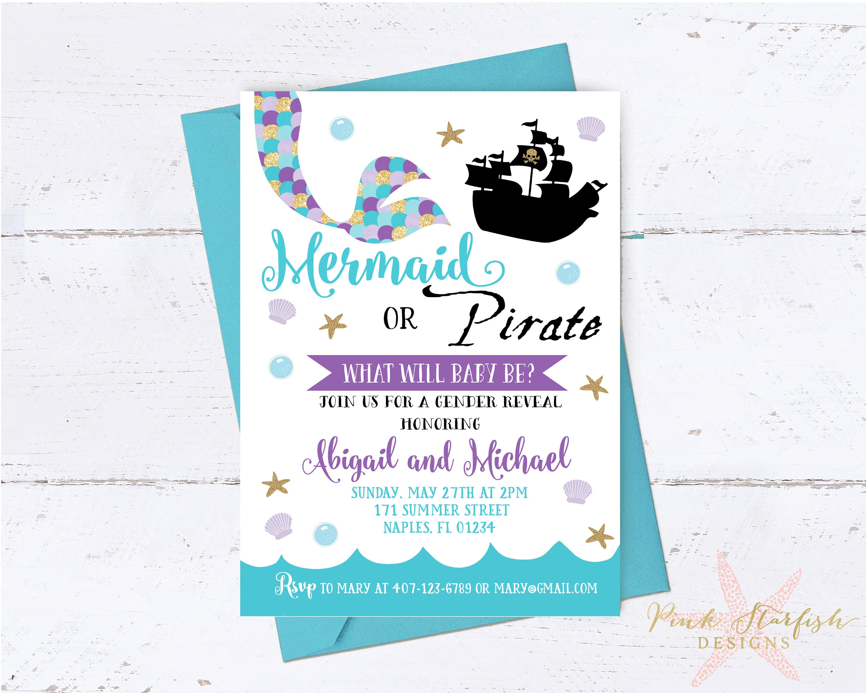 Paper & Party Supplies Mermaid and Pirate Invitation Pirate and Mermaid ...