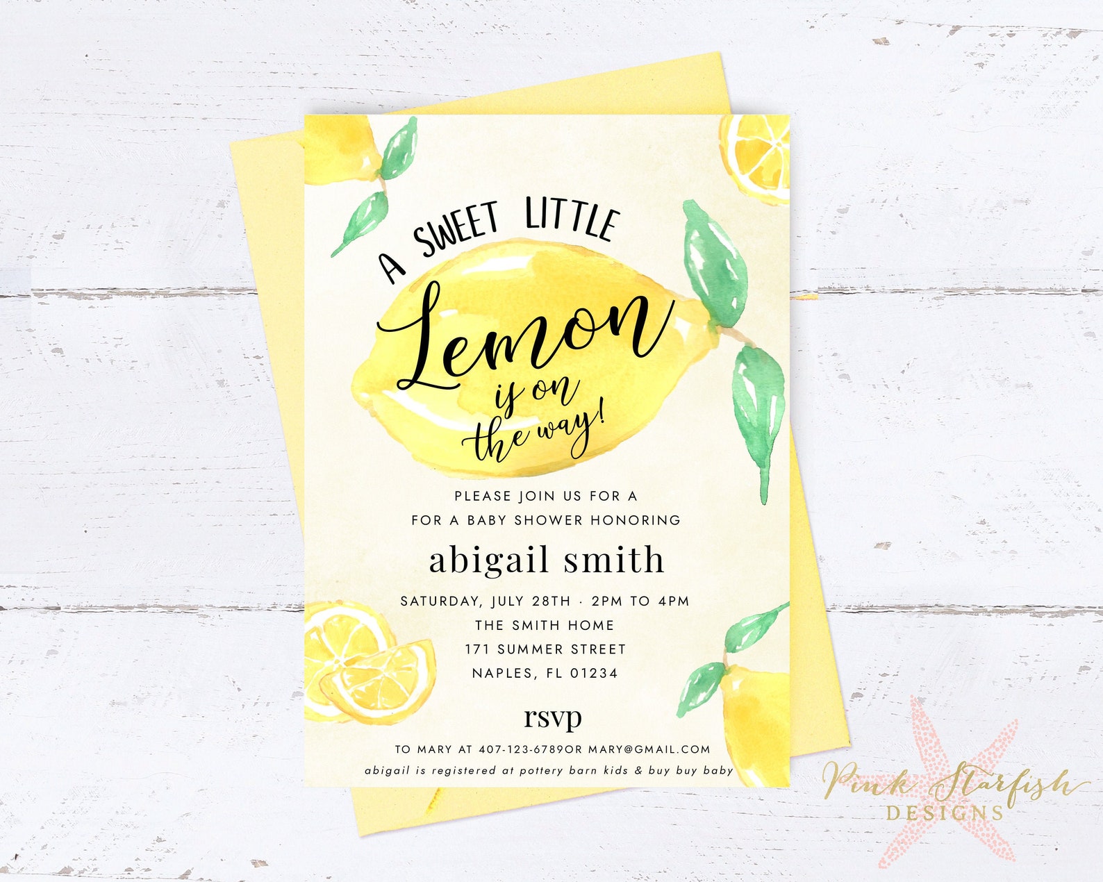 Lemon Baby Shower Invitation Lemon Party Invitation Lemon - Etsy