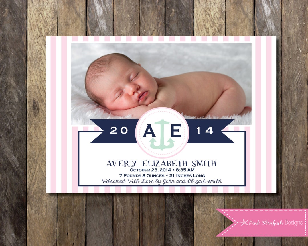 Nautical Birth Announcement, Nautical Announcement, Birth Announcement ...