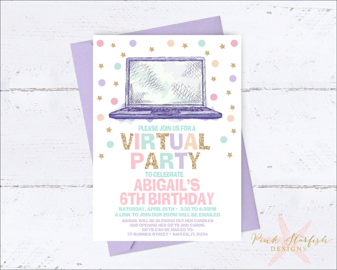 Virtual Party Invitation, Zoom Invitation, Zoom Birthday Party, Social ...