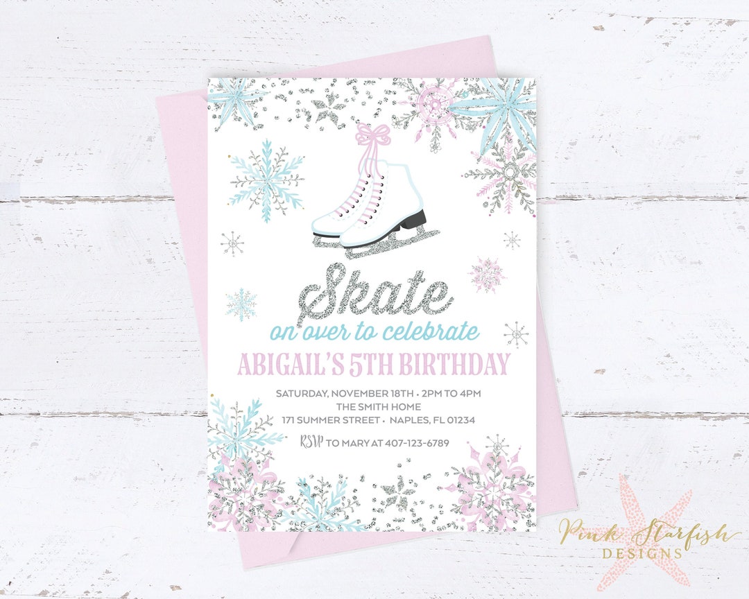 Ice Skating Invitation, Ice Skating Birthday Invitation, Skating ...