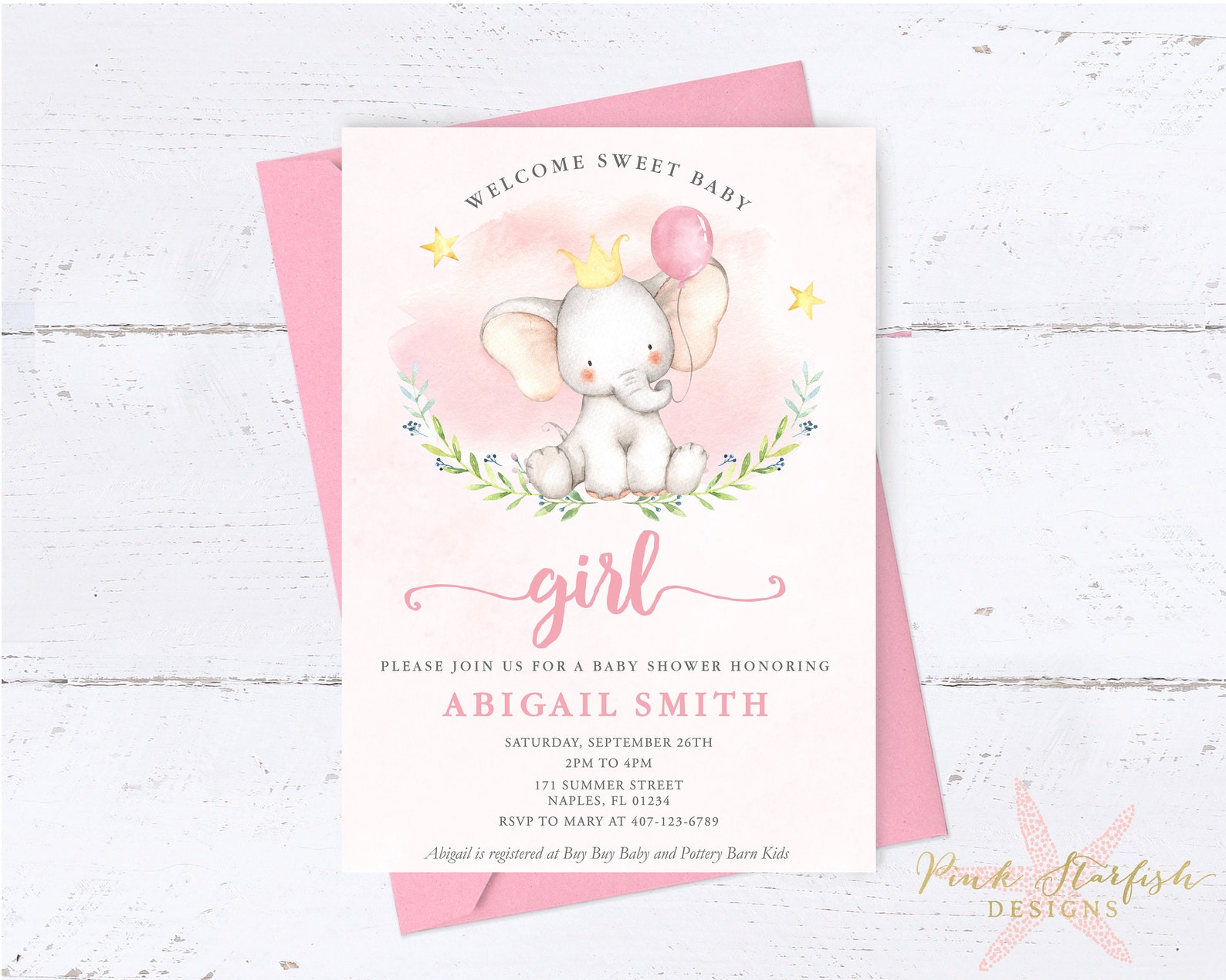 Elephant Baby Shower Invitation Baby Elephant Invitation | Etsy