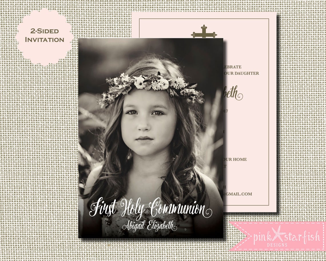 First Communion Invitation Girl First Communion Invitation | Etsy
