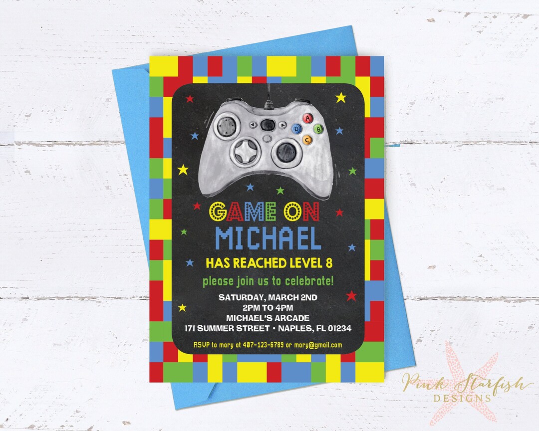 Video Game Invitation Gaming Invitation Video Game Party - Etsy