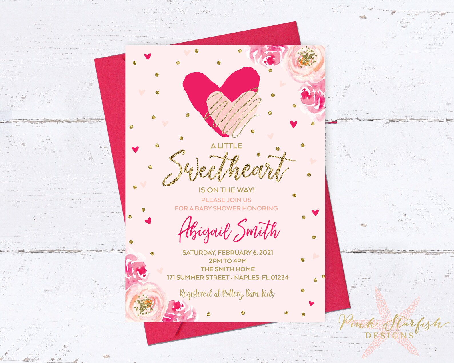 Heart Baby Shower Invitation Valentine Invitation Hearts - Etsy