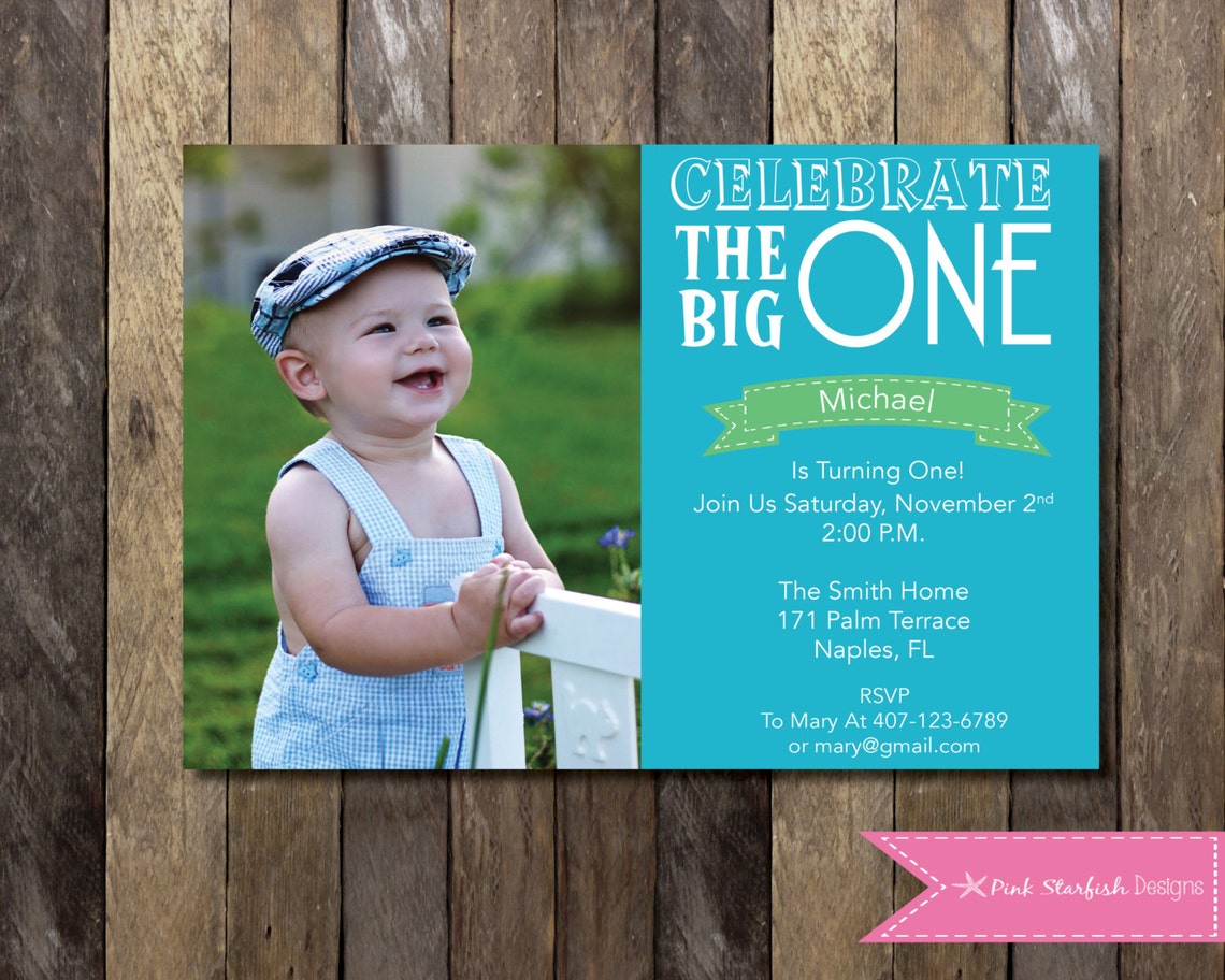 PRINTABLE First Birthday Invitation With Picture 1st | Etsy