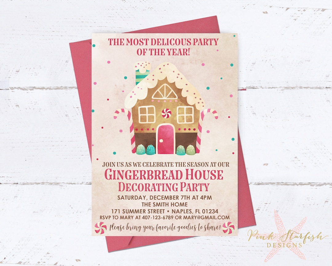 Gingerbread House Invitation, Gingerbread House Party, Gingerbread ...
