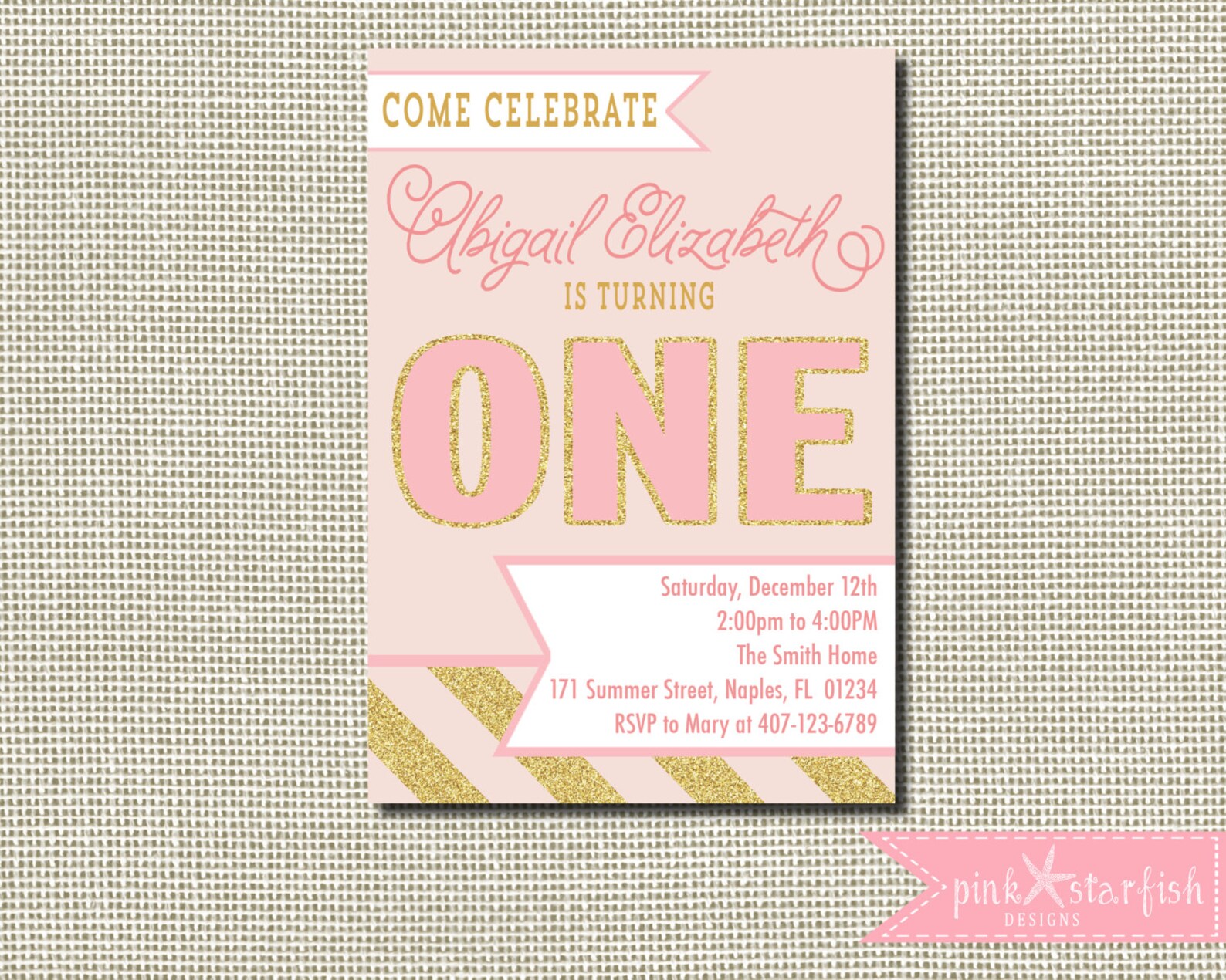 Pink and Gold Birthday Invitation Pink and Gold Birthday - Etsy
