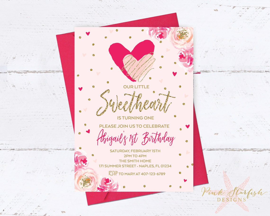 Heart Birthday Invitation Valentine Invitation Hearts - Etsy