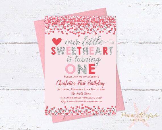 Heart Birthday Invitation Valentine Invitation Hearts | Etsy