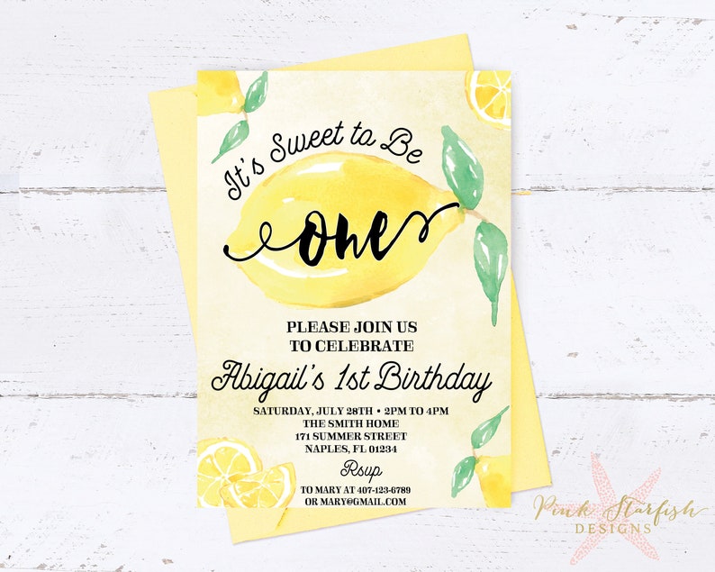 Lemonade Birthday Invitation Lemonade Stand Invitation Lemon - Etsy