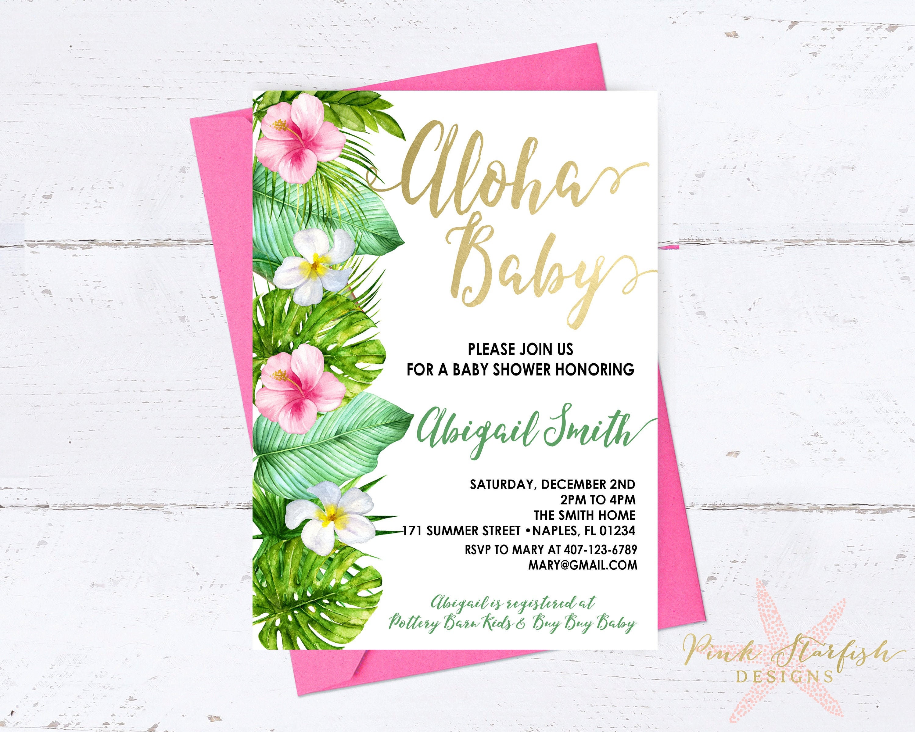 Aloha Invitation Luau Baby Shower Invitation Aloha Baby | Etsy