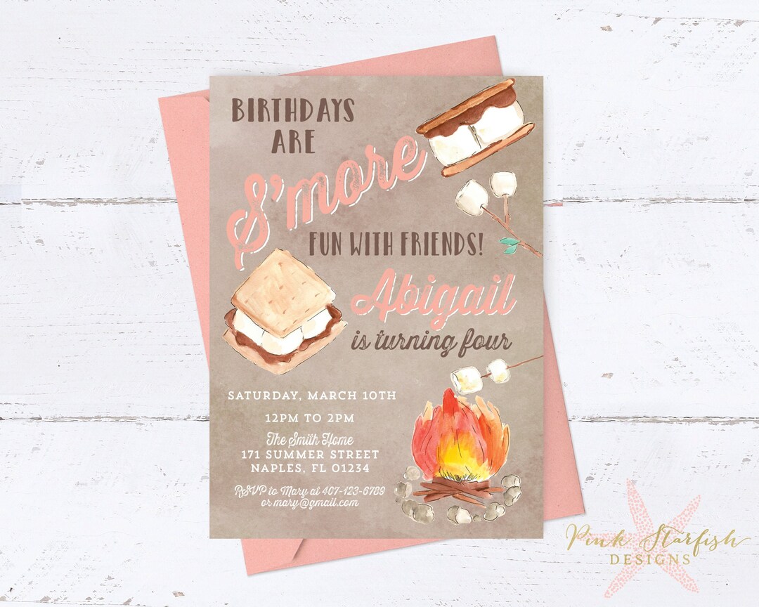 Smore Invitation, Smore Birthday Invitation, S'more Birthday Invitation ...