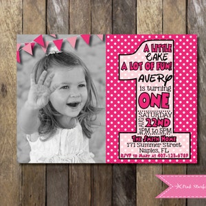 First Birthday Invitation, Party Invitation With Picture, Pink Polka ...