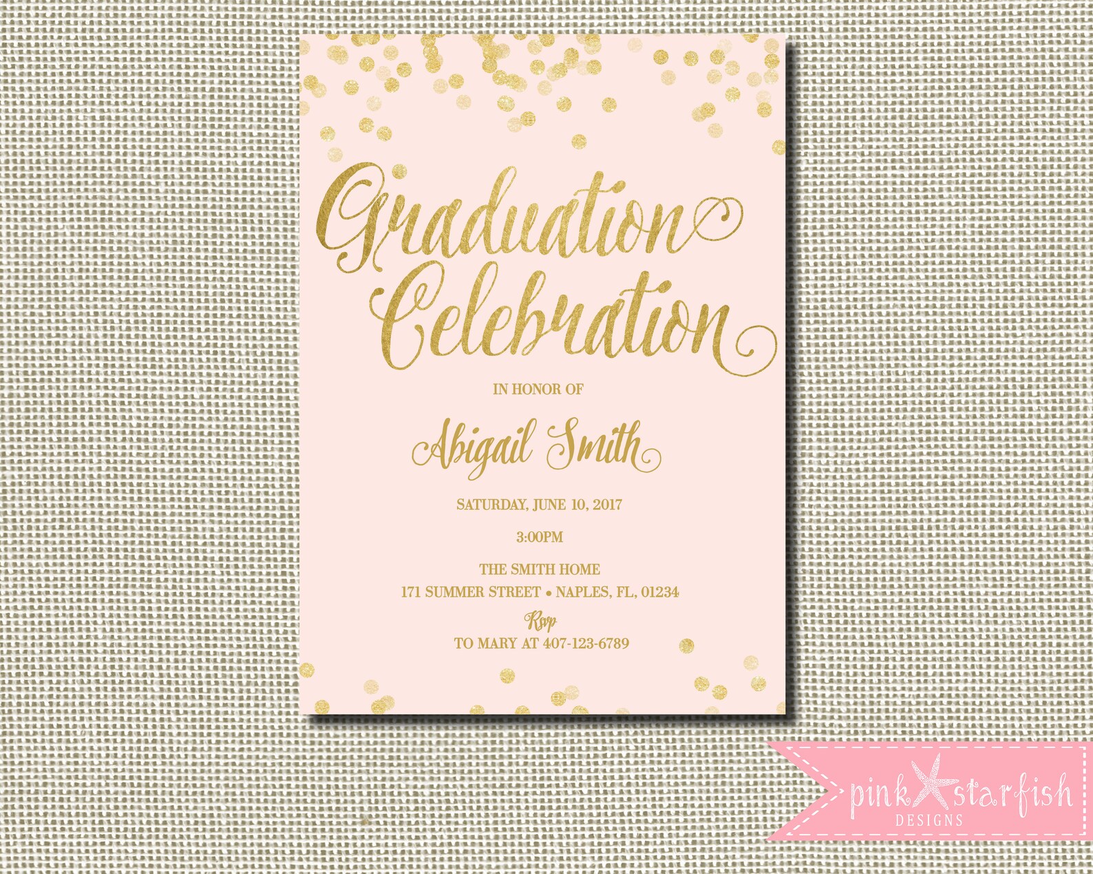 Pink Gold Graduation Invitation Graduation Party Grad | Etsy