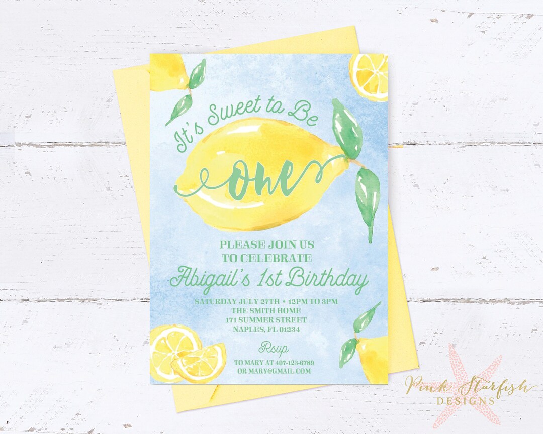 Lemonade Birthday Invitation, Lemonade Stand Invitation, Lemon ...