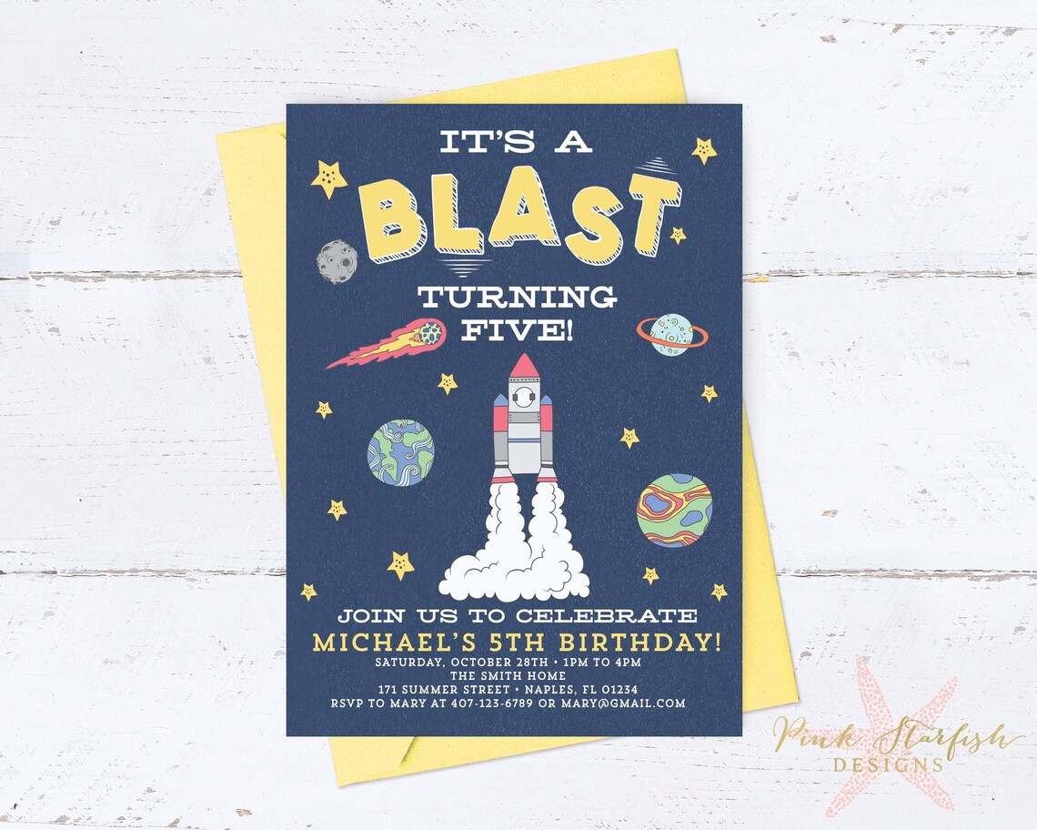 Space Invitation Space Birthday Invitation Rocket Ship - Etsy