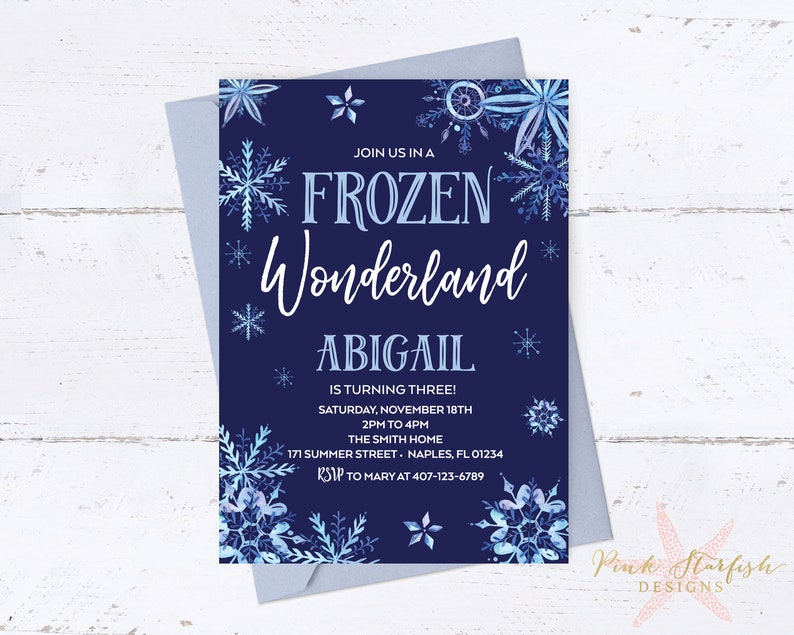 Snowflake Birthday Invitation Winter Birthday Snowflake | Etsy