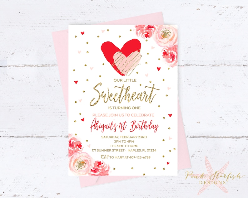 Heart Birthday Invitation Valentine Invitation Hearts - Etsy
