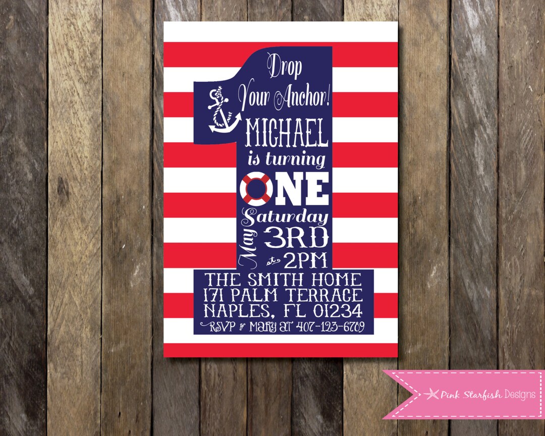 Nautical First Birthday Invitation Nautical 1st Birthday - Etsy