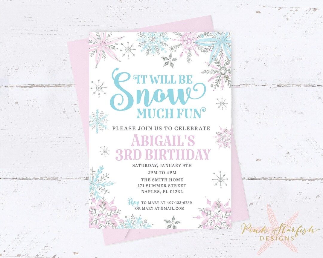 Snow Much Fun Birthday Invitation Winter Wonderland Winter - Etsy