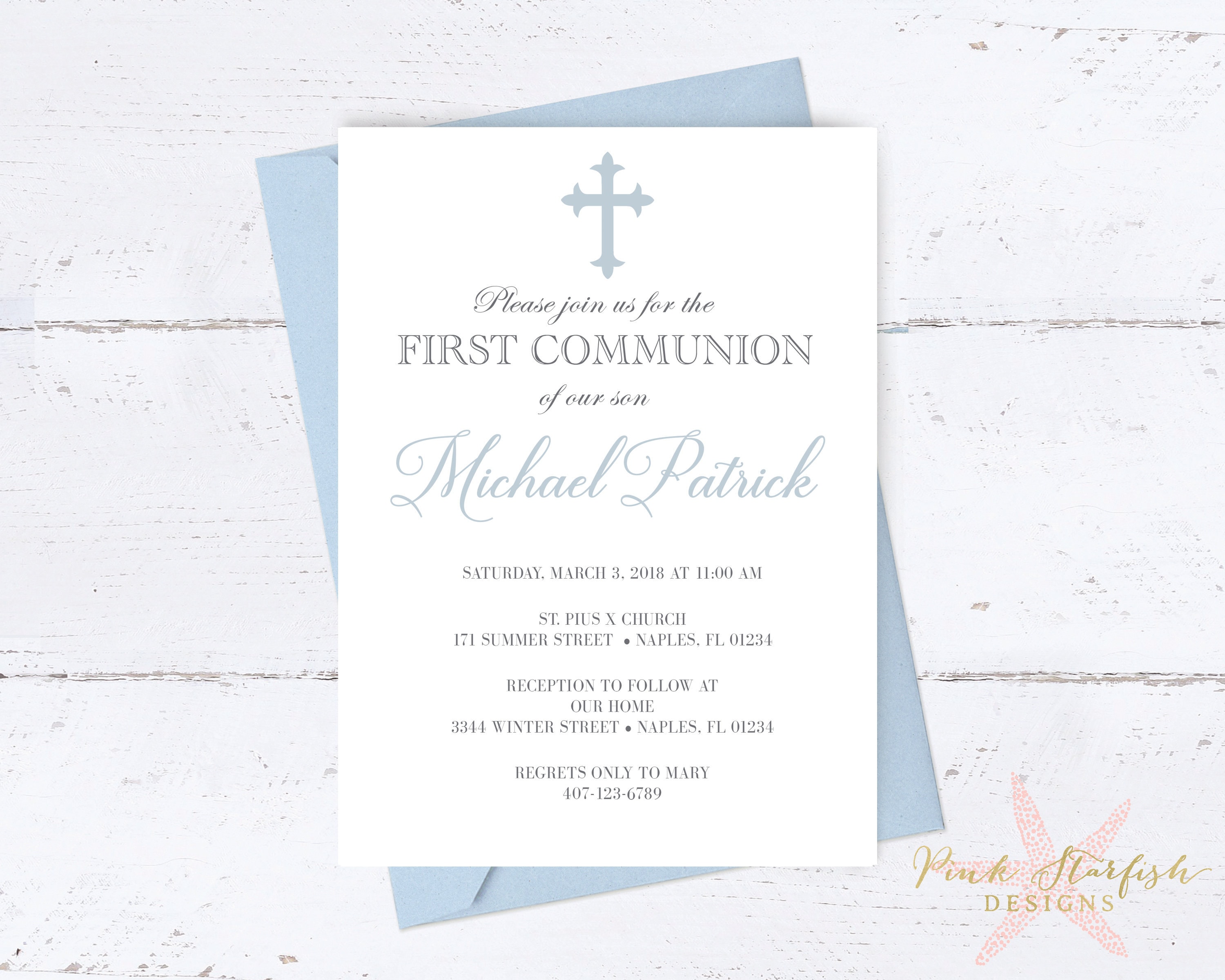 First Communion Invitation Boy First Communion Invitation - Etsy