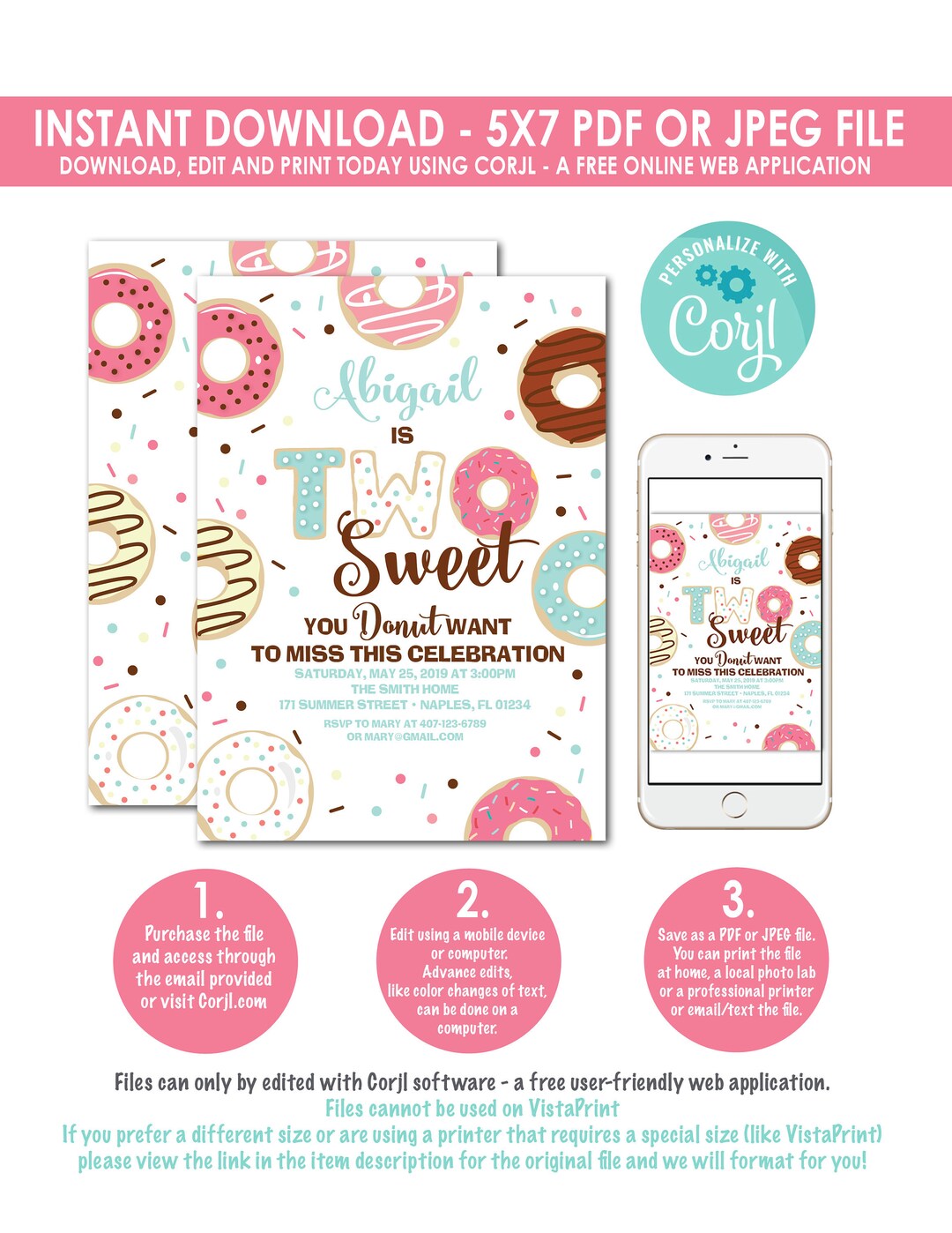 Donut Birthday Invitation, Donut Party Birthday Invitation, Donut ...