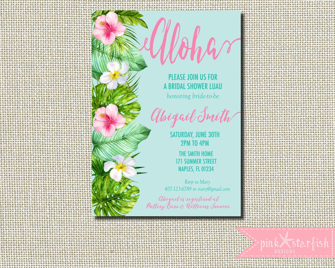 Aloha Invitation, Bridal Shower Invitation, Aloha Bridal Shower, Bridal ...