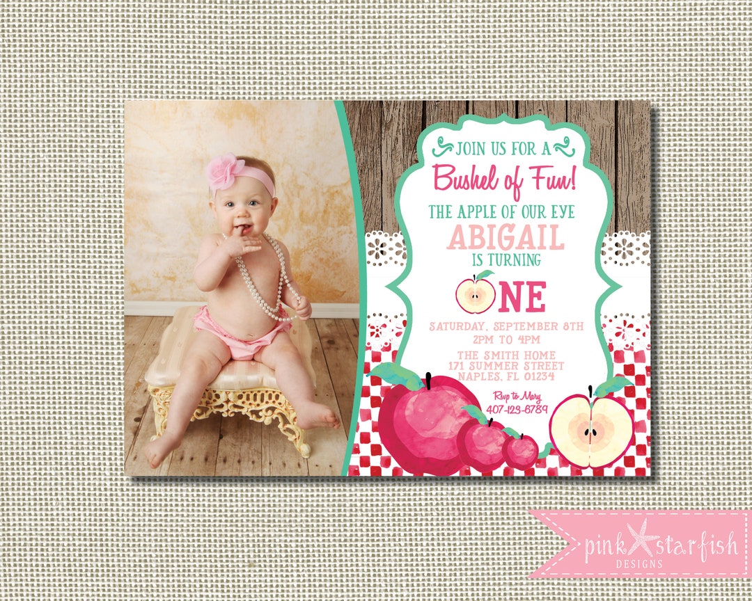 Apple Invitation, Apple Birthday Invitation, Fall Birthday, Apple Party ...