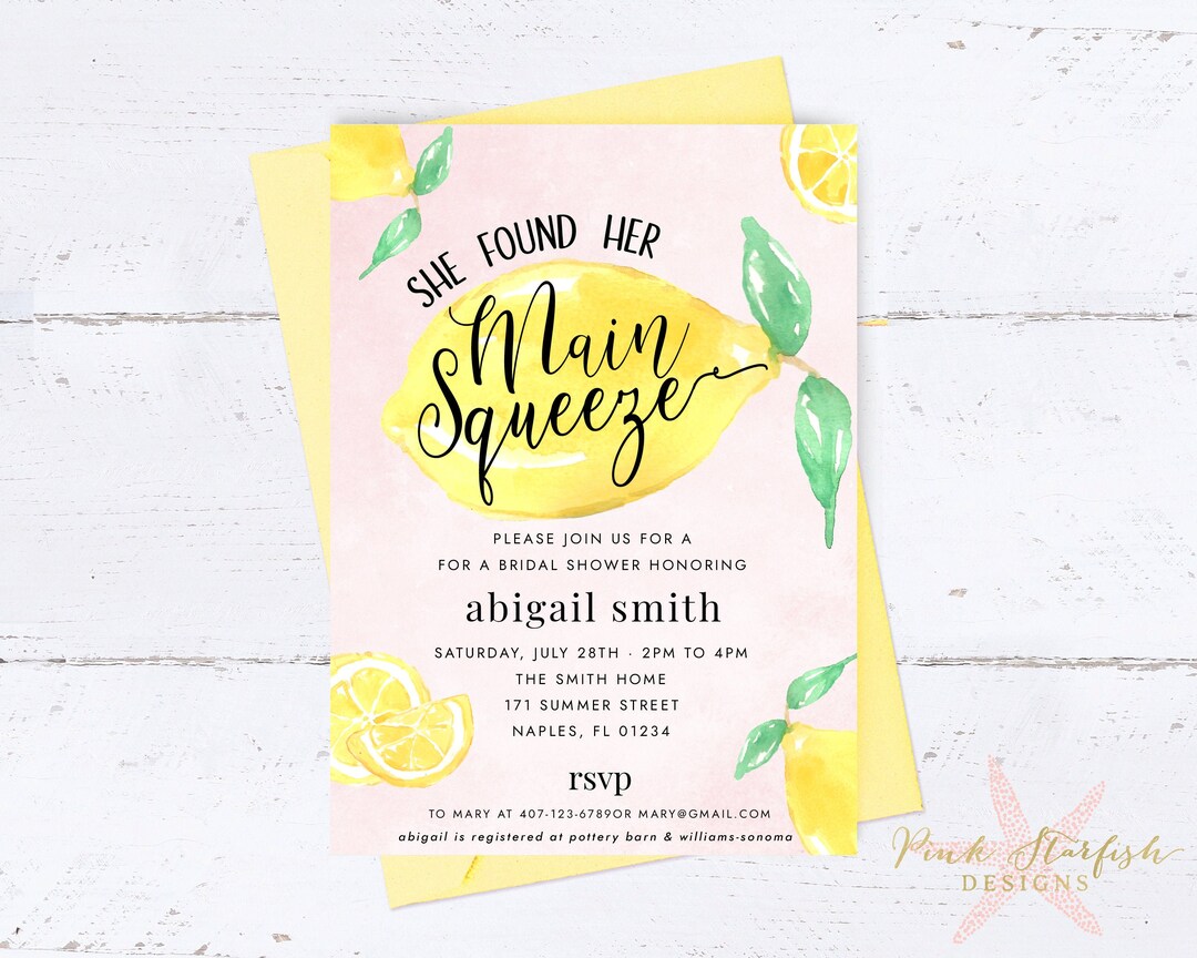 Lemon Bridal Shower Invitation Bridal Shower Invitation She - Etsy