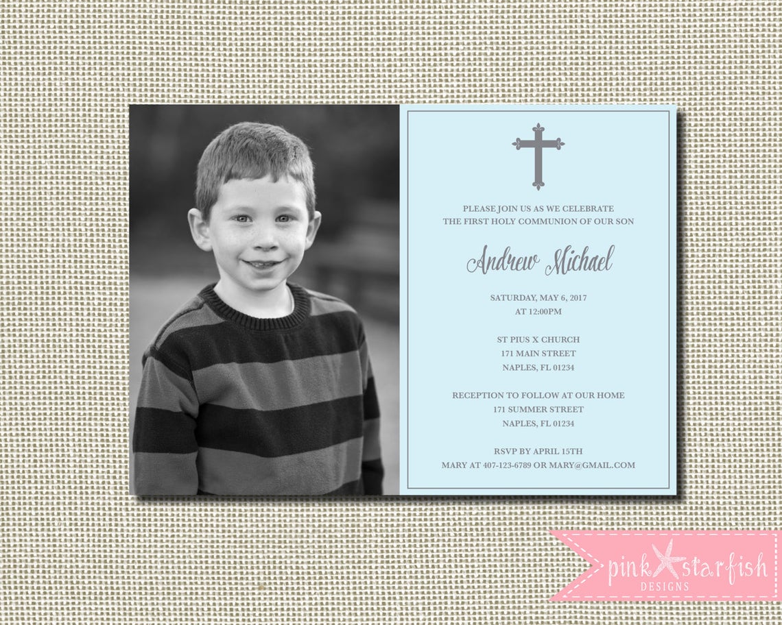 First Communion Invitation Boy First Communion Invitation | Etsy