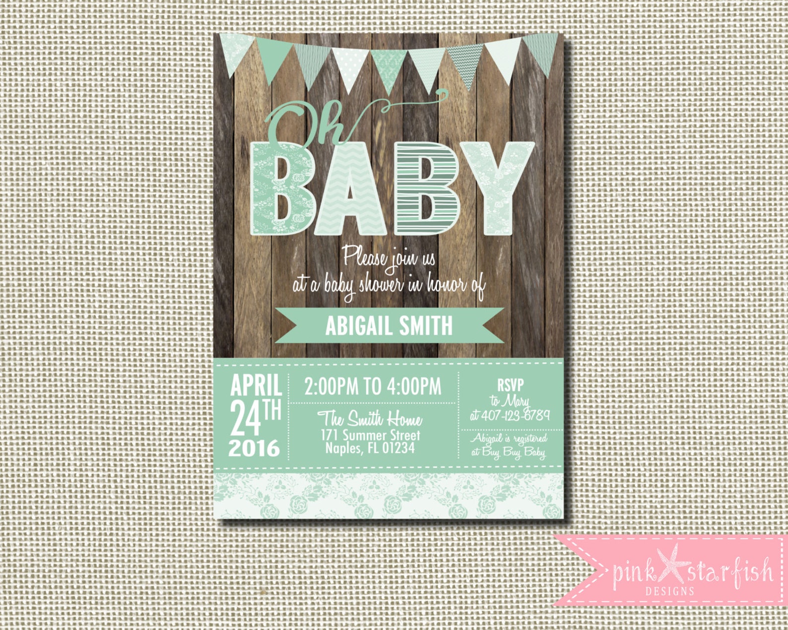 Baby Shower Invitation Rustic Baby Shower Invitation Shabby - Etsy
