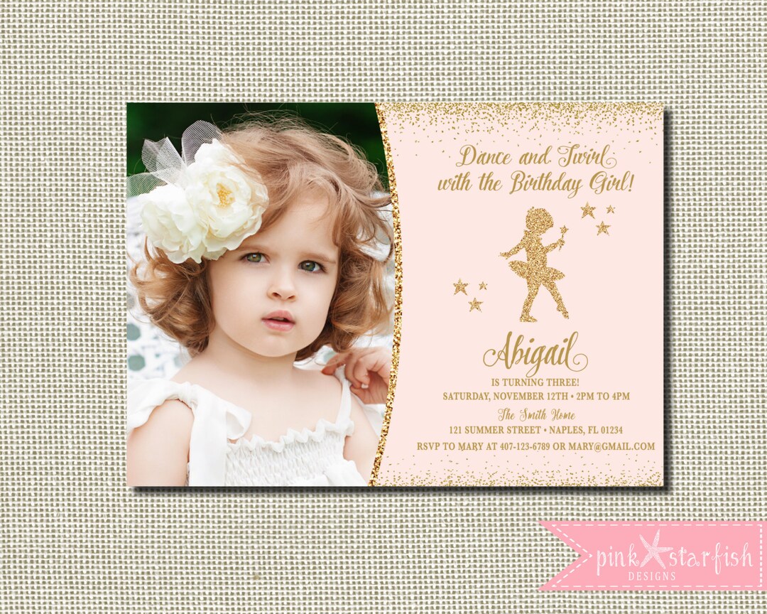 Ballerina Invitation, Ballerina Birthday,pink and Gold Tutu Birthday ...