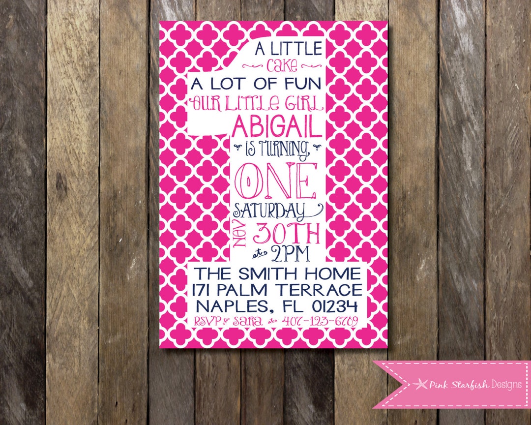 First Birthday Invitation, 1st Birthday Invitation, Pink, Printable ...