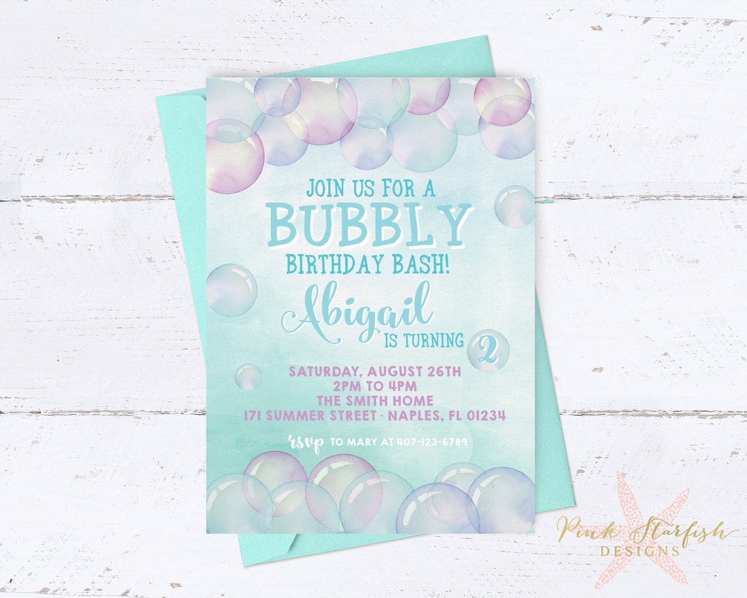 Bubbles Invitation, Bubble Invitation, Bubble Birthday Invitation ...