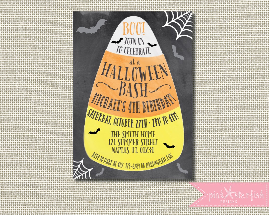 Candy Corn Invitation, Candy Corn Halloween Invitation, Halloween Party ...