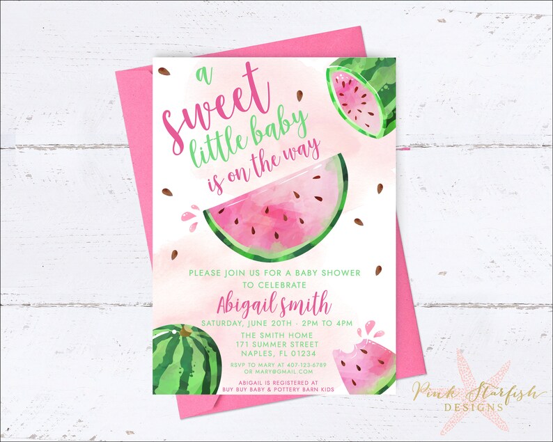 Watermelon Baby Shower Invitation Watermelon Party - Etsy