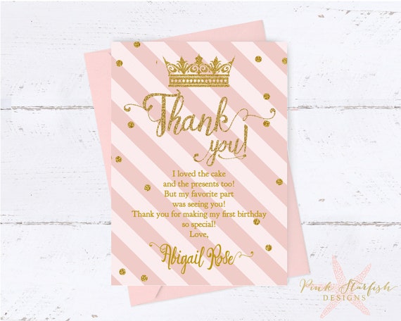 Princess Birthday Thank You Princess Birthday Princess Thank - Etsy