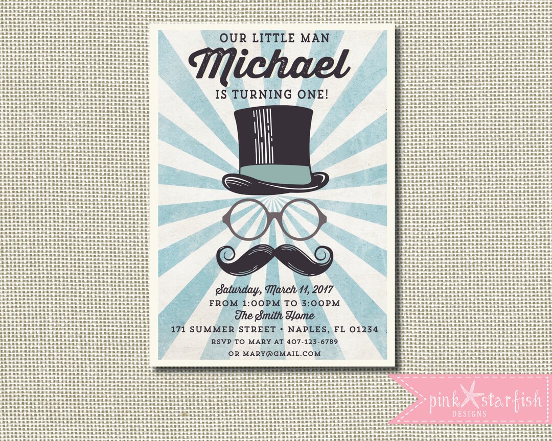 Little Man Birthday Invitation, Mustache Birthday Invitation, Little ...