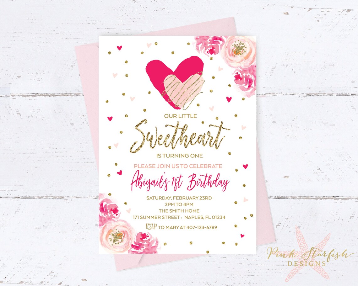 Heart Birthday Invitation Valentine Invitation Hearts - Etsy