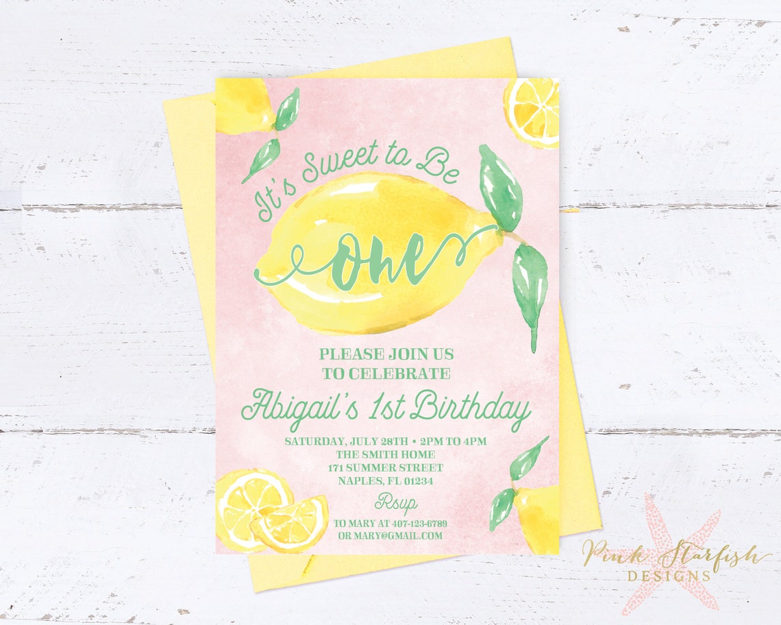 Lemonade Birthday Invitation Lemonade Stand Invitation Lemon - Etsy