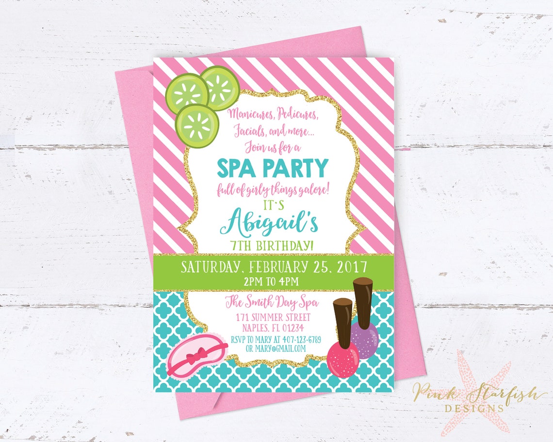 Spa Birthday Invitation Spa Birthday Spa Invitation Girls - Etsy