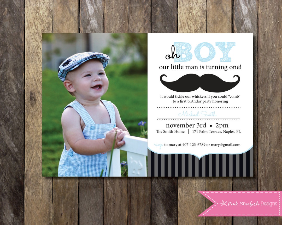 Little Man Mustache First Birthday Invitation, Little Man Invitation ...