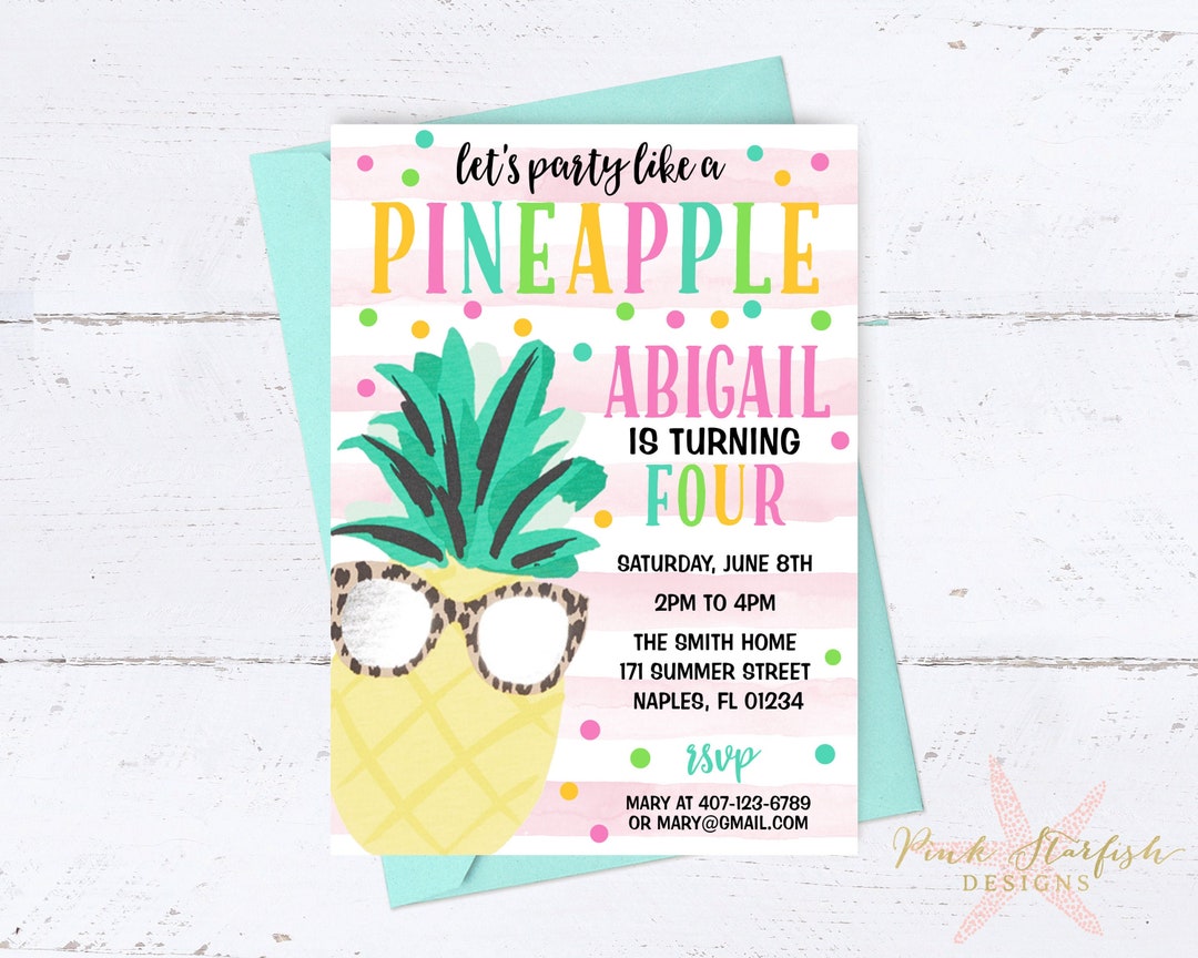 Pineapple Invitation, Pineapple Birthday Invitation, Party Like a ...