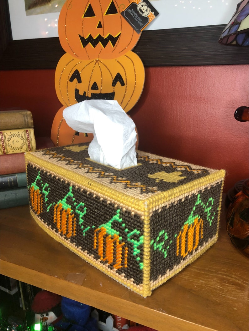 PATTERN Autumn Pumpkin Digital Pattern for Plastic Canvas Tissue Box - Etsy