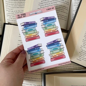 Rainbow Book Stack Reading Journal Sticker, Bookish Journaling Stickers ...