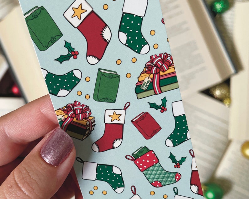 Christmas Stocking Filled With Books Bookmark, Gift for Book Lovers and ...