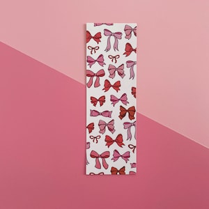 Pink Bows Bookmark, Valentines Day Bookmark, Feminine Bows Pink ...